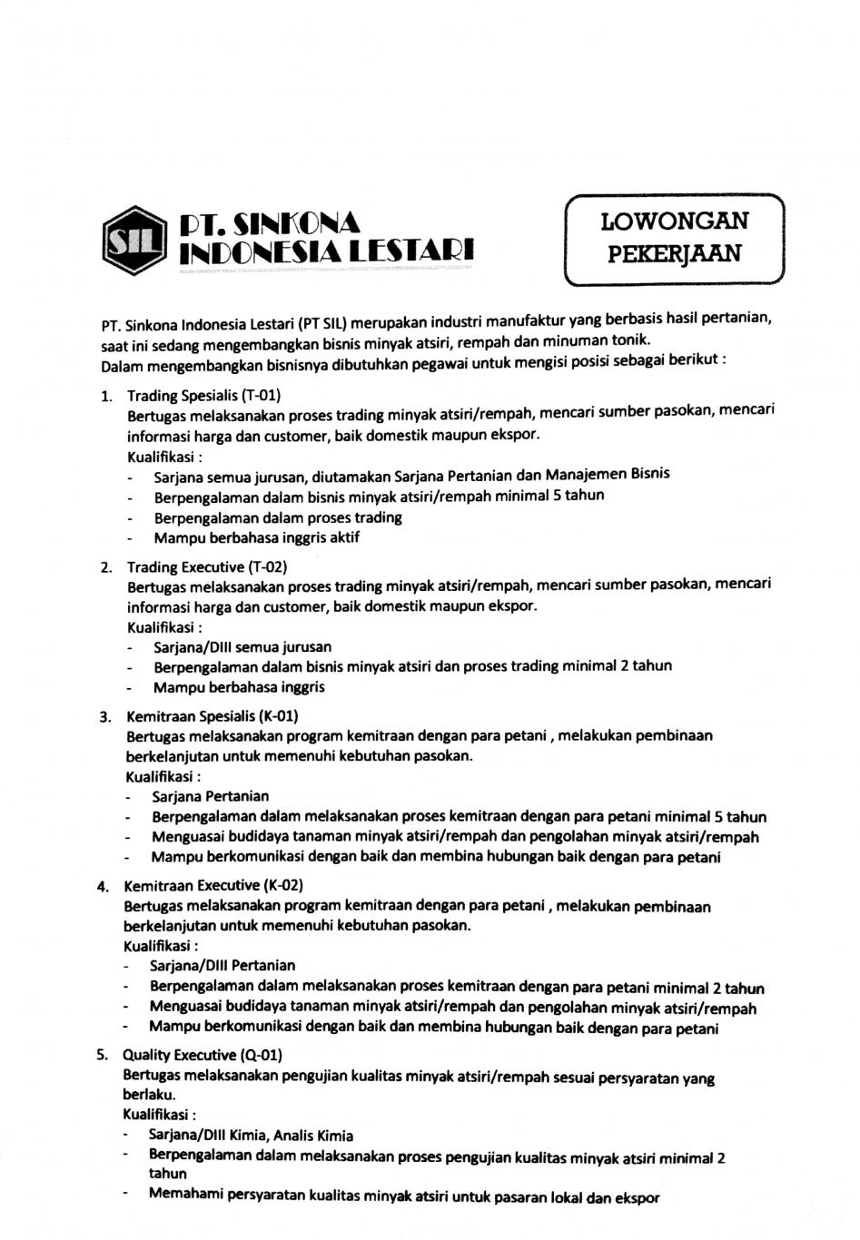 Loker PT SIL - Website Desa Tamblang